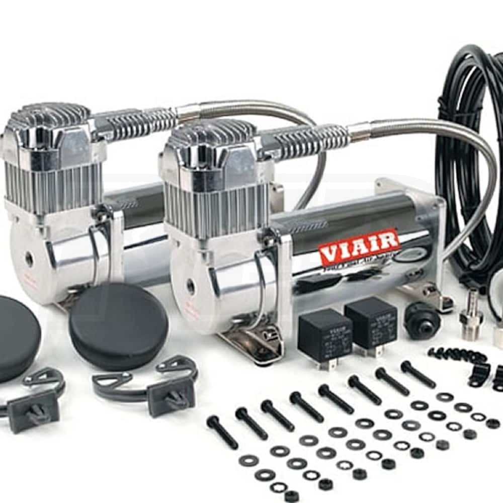 VIAIR 40013 Dual 400C 12-Volt 150-PSI Value Pack Air Compressor Kit - Chrome 33% Duty Cycle ...