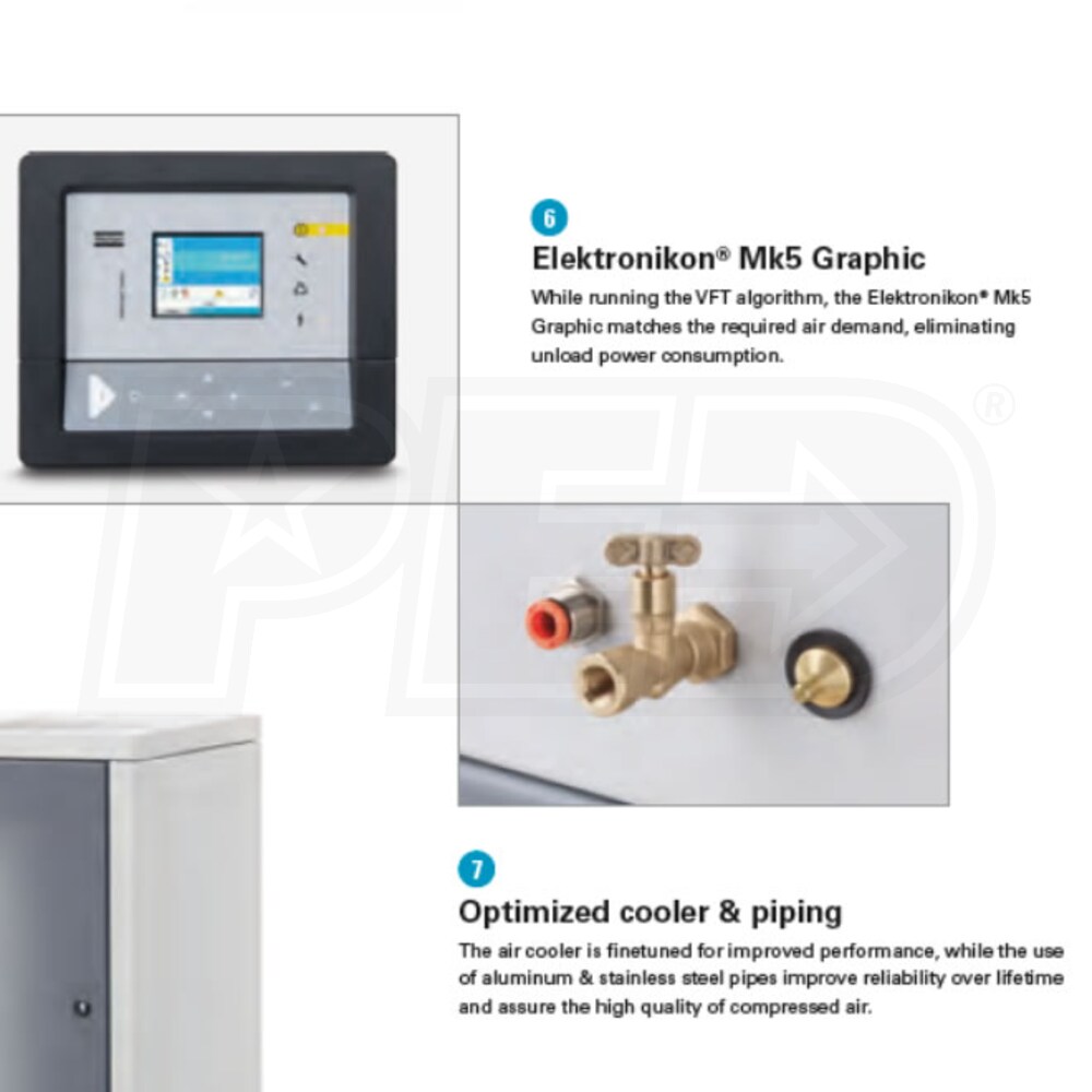 Atlas Copco 8153602803 SF8+ AFF LC 5-HP / 10-HP Tankless Oil-Free Multi Scroll Air Compressor w ...